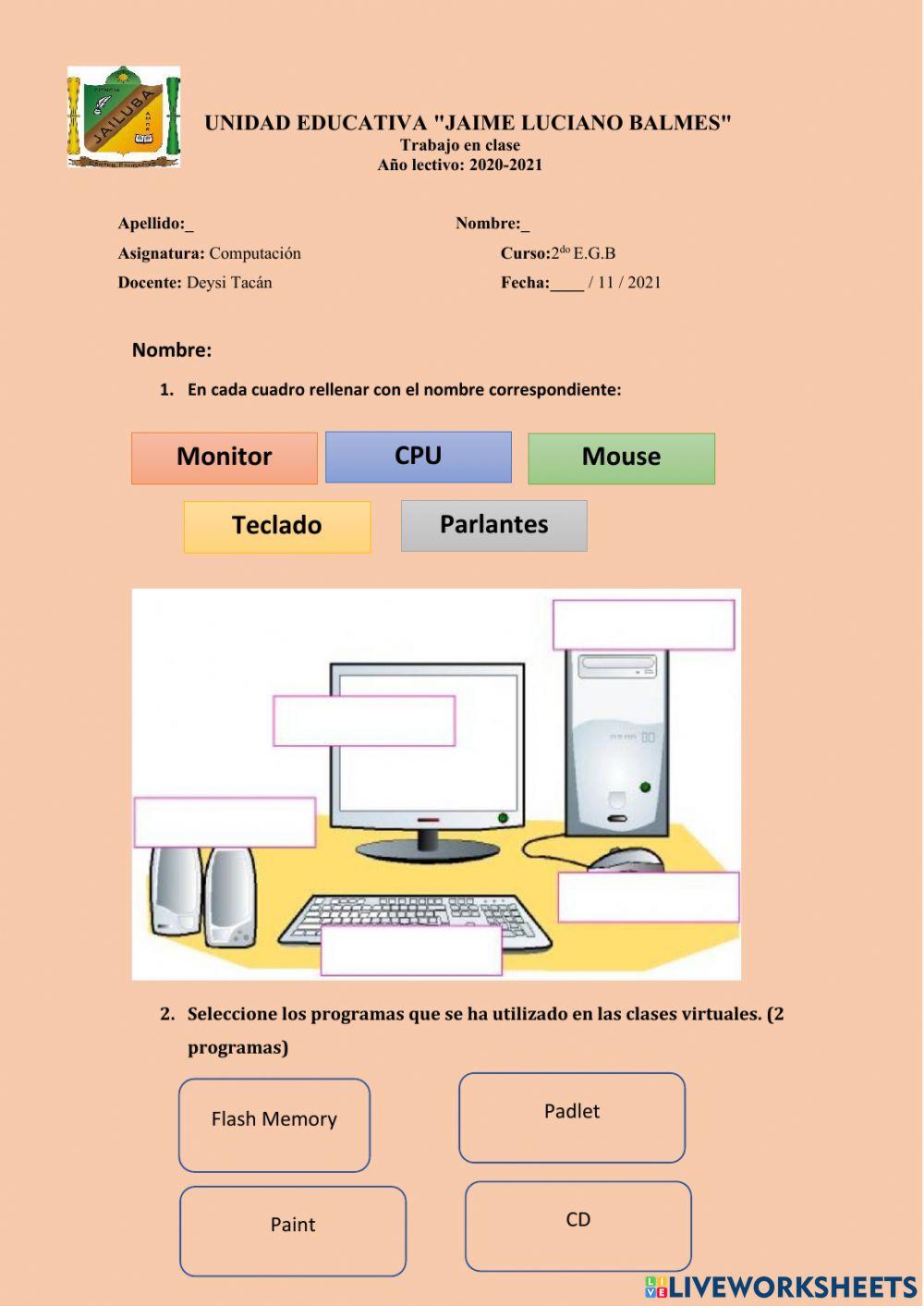 Computación | Free Interactive Worksheets | 1690682