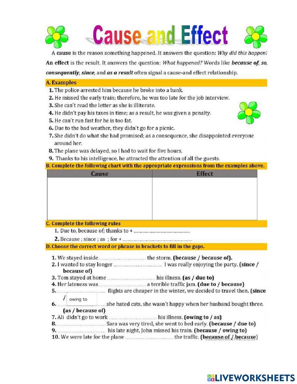 Unit 6 cause and effect | Duangsuda_sitti | Live