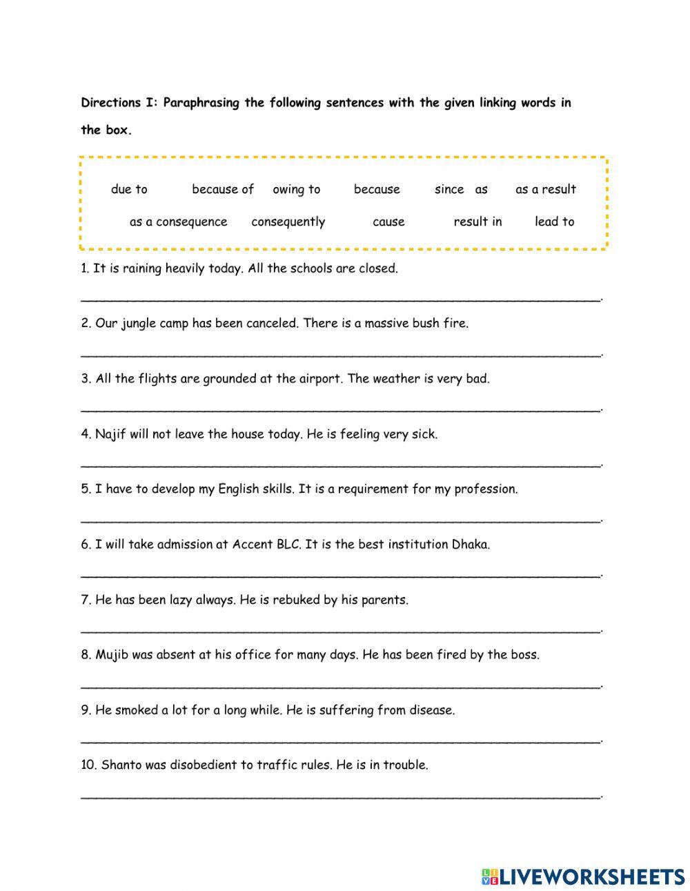 Unit 6 cause and effect | Duangsuda_sitti | Live