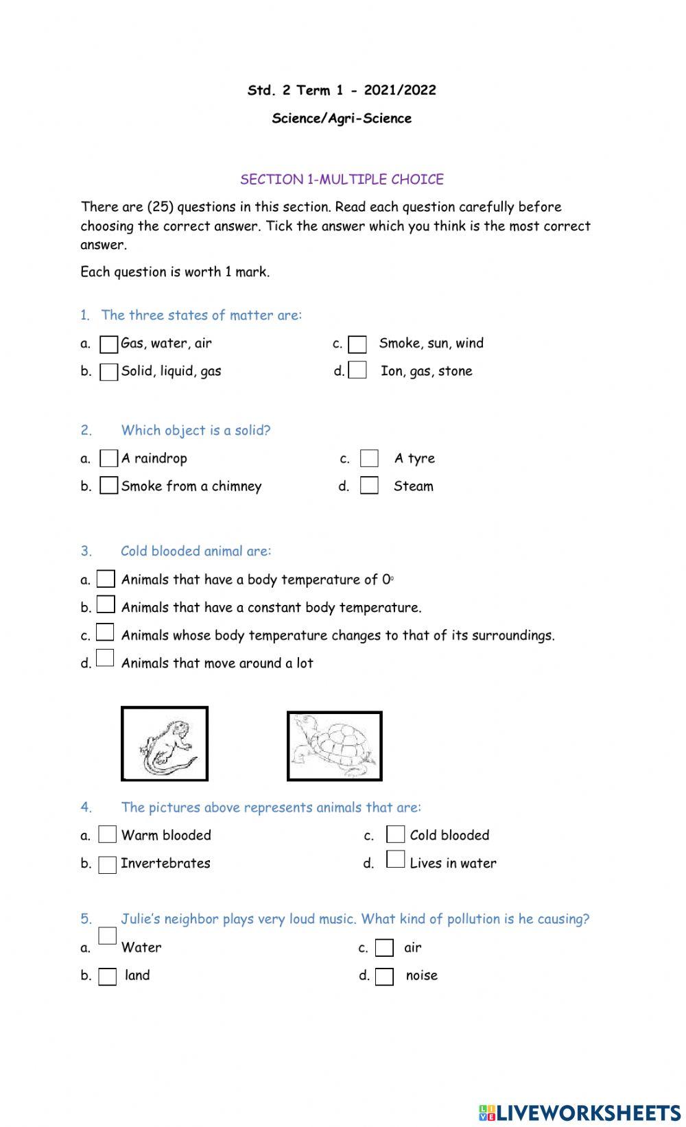 Science online exercise for 2 | Live Worksheets