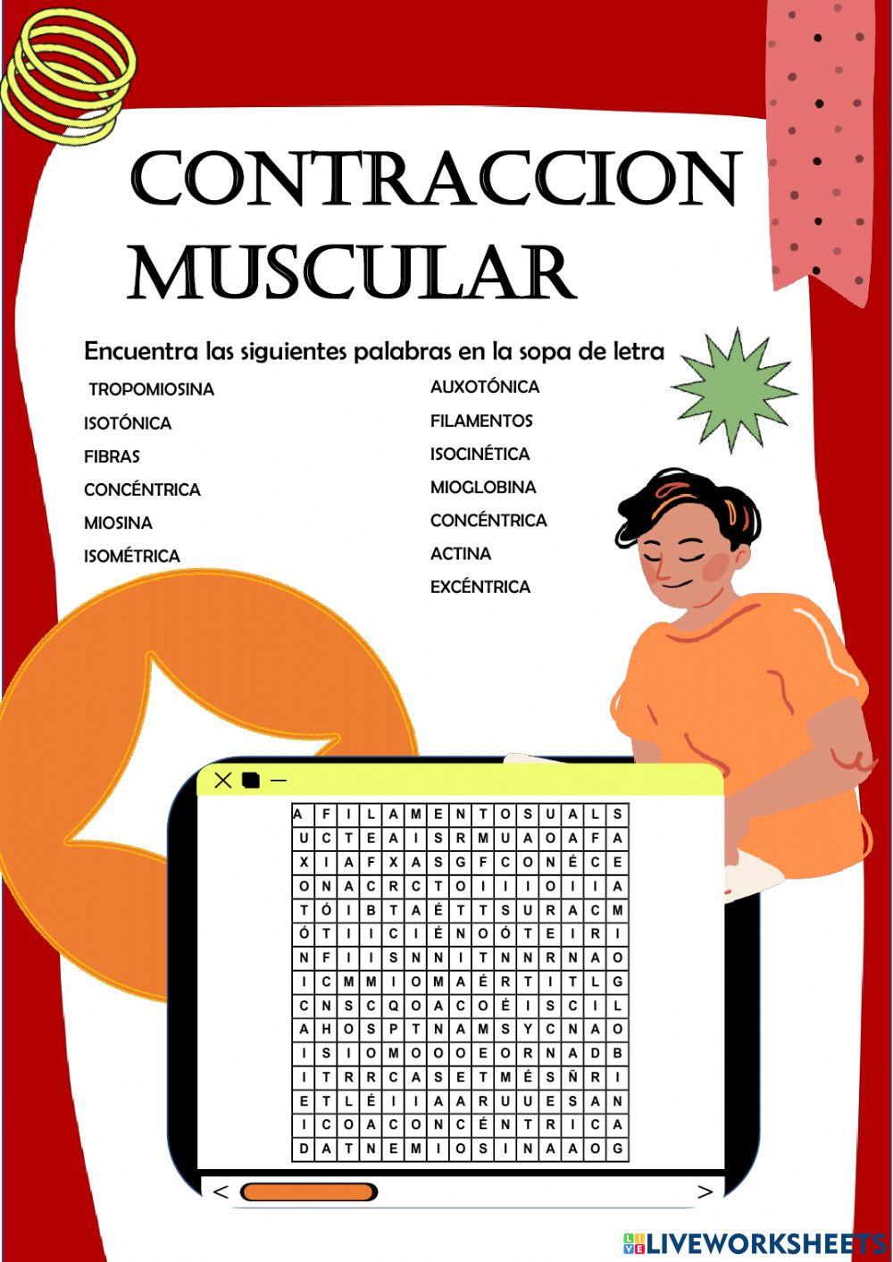 Contracción muscular worksheet | Live Worksheets