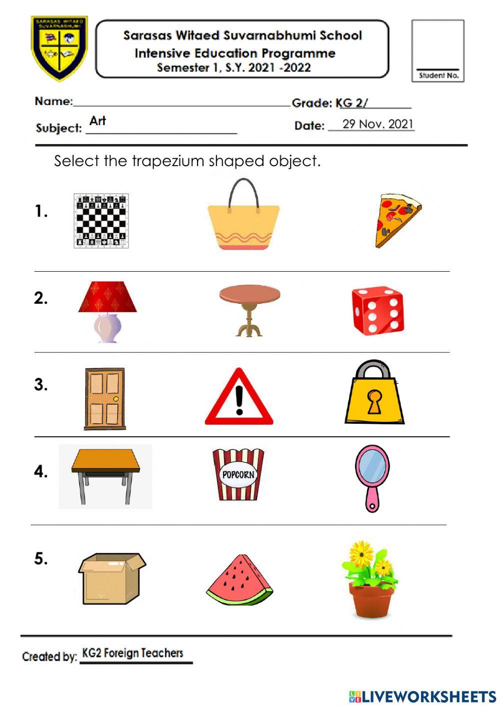 Trapeziums worksheet | Live Worksheets