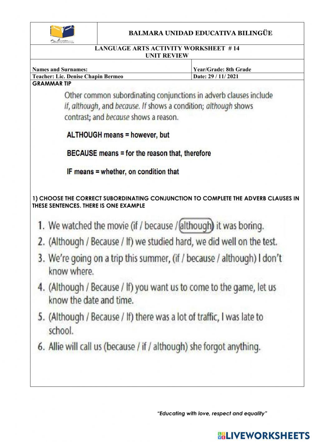 Unit review free worksheet | Live Worksheets