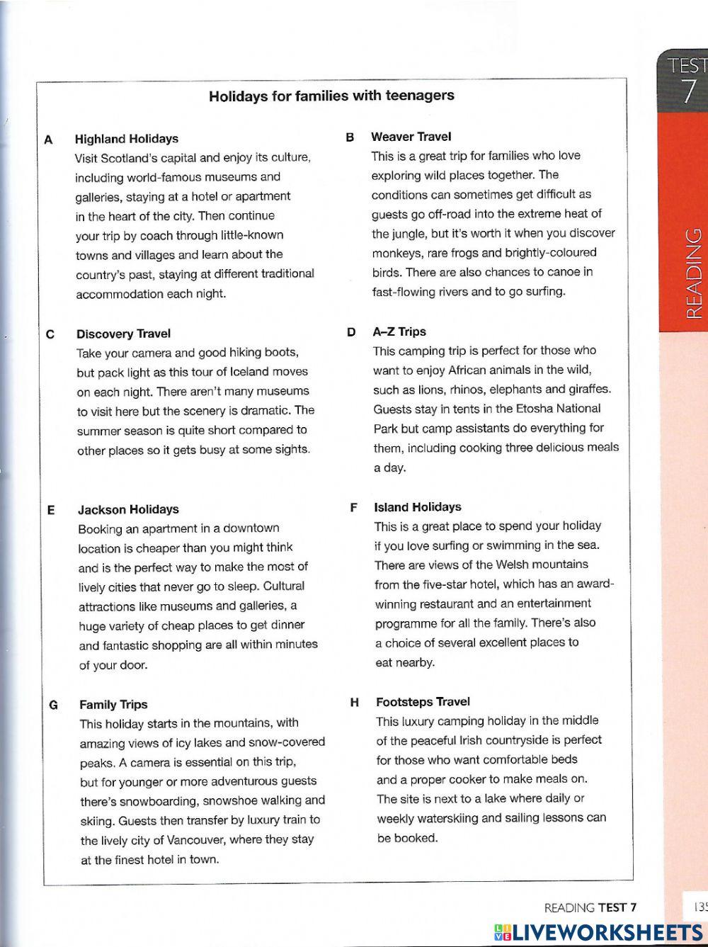 Pet-plus-b1-reading-test 7 online exercise for | Live Worksheets