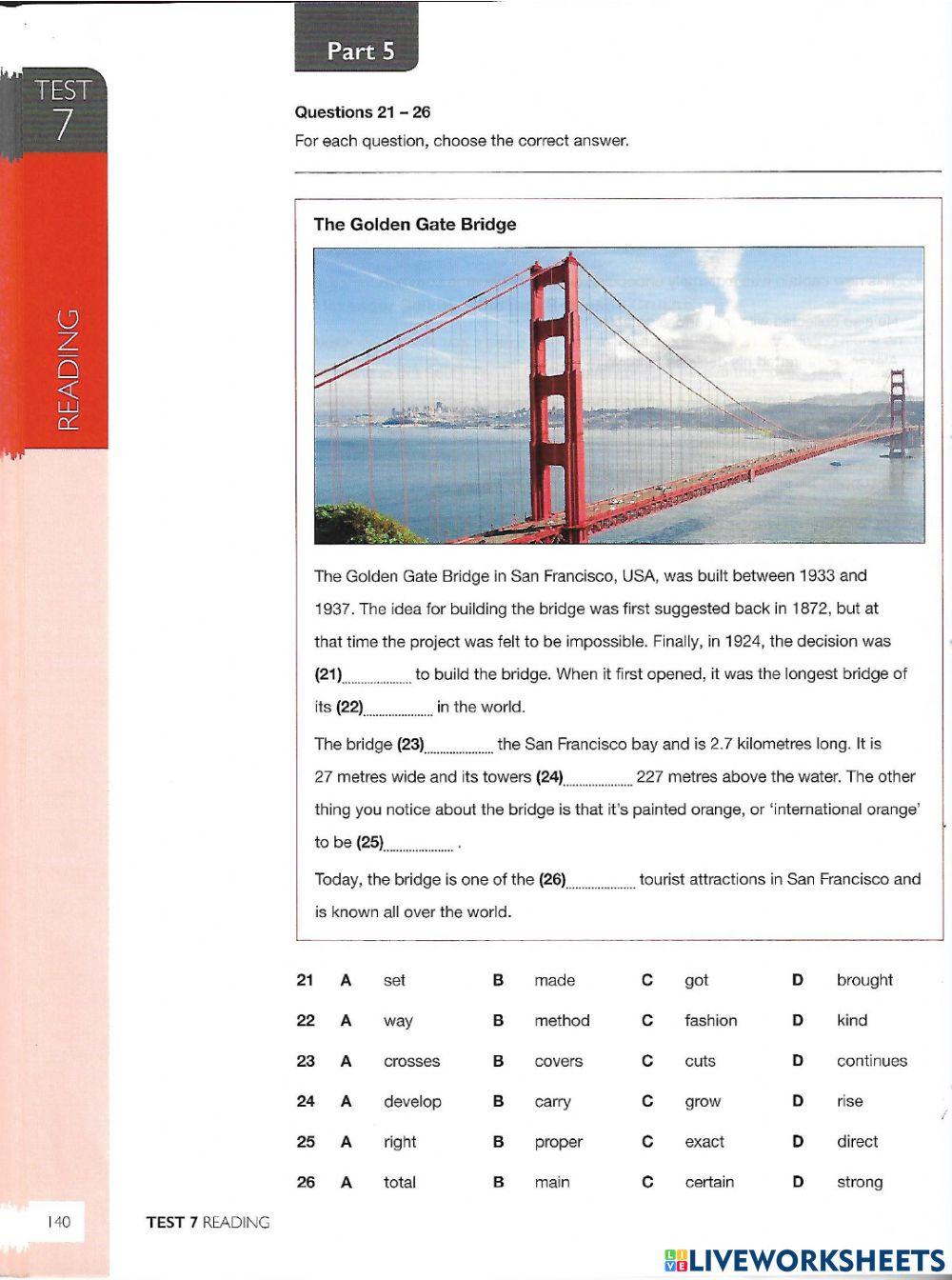 Pet-plus-b1-reading-test 7 online exercise for | Live Worksheets