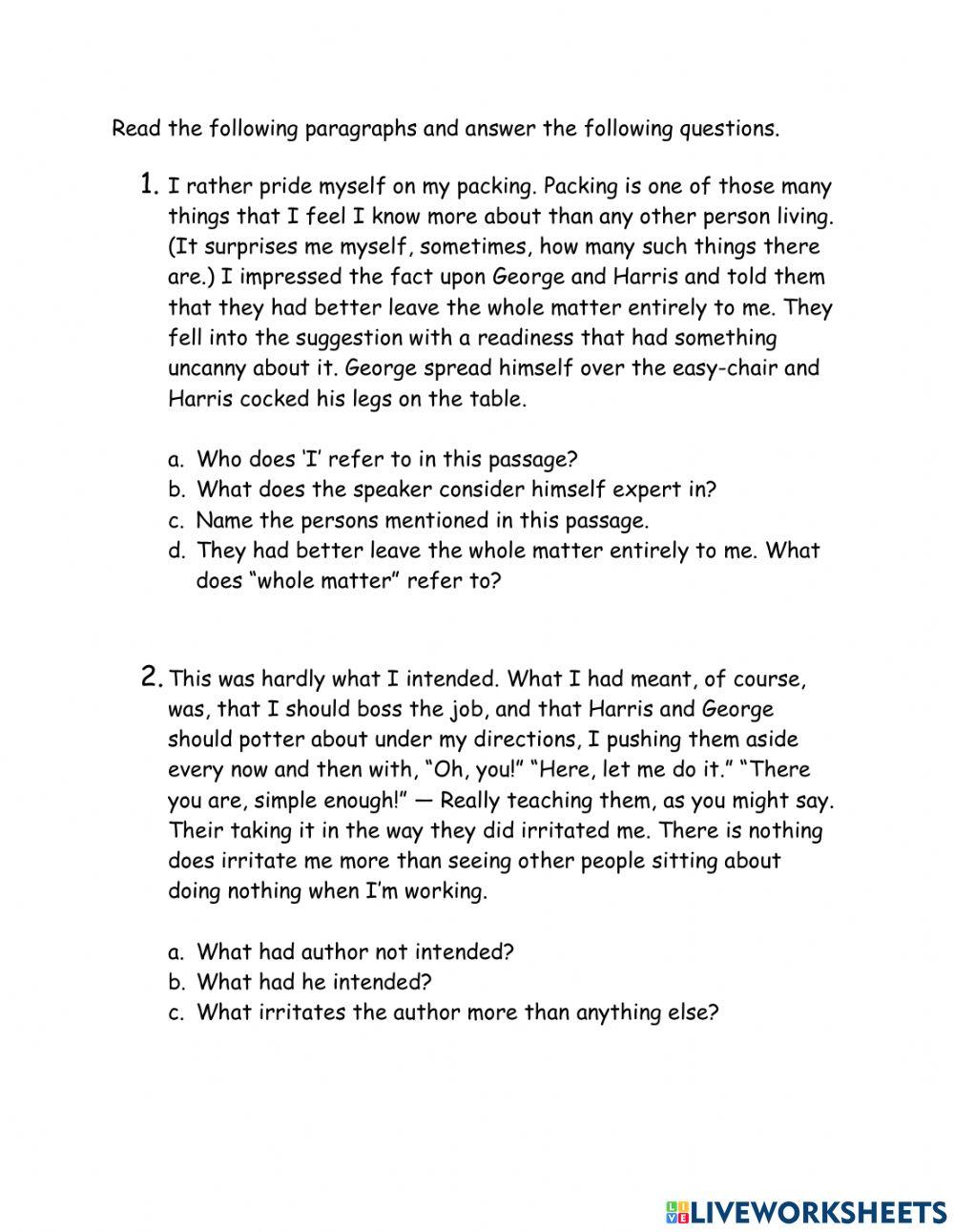 Prose interactive worksheet | Live Worksheets