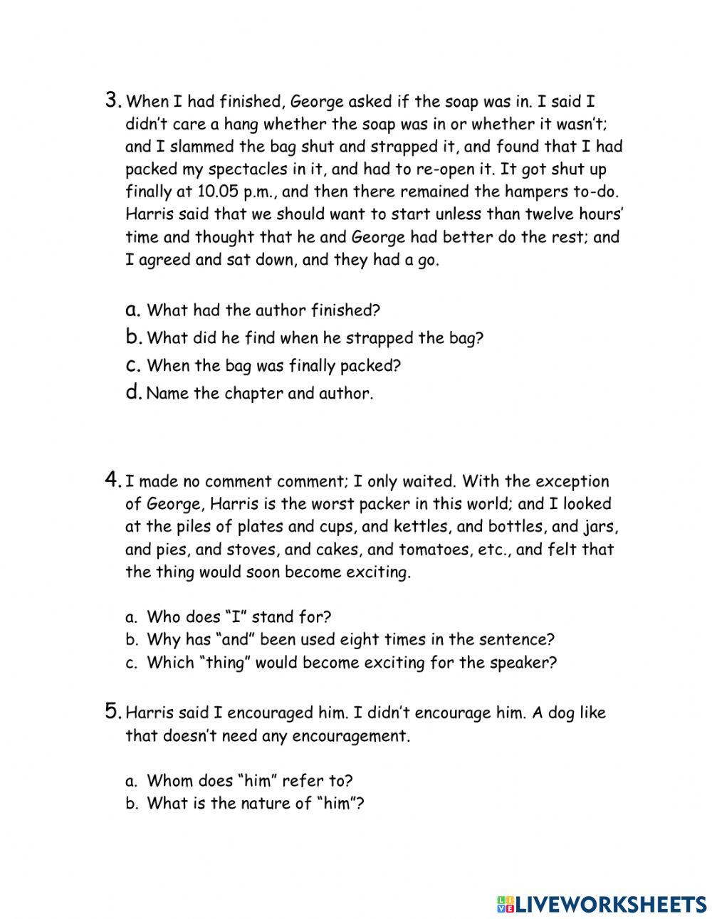 Prose interactive worksheet | Live Worksheets