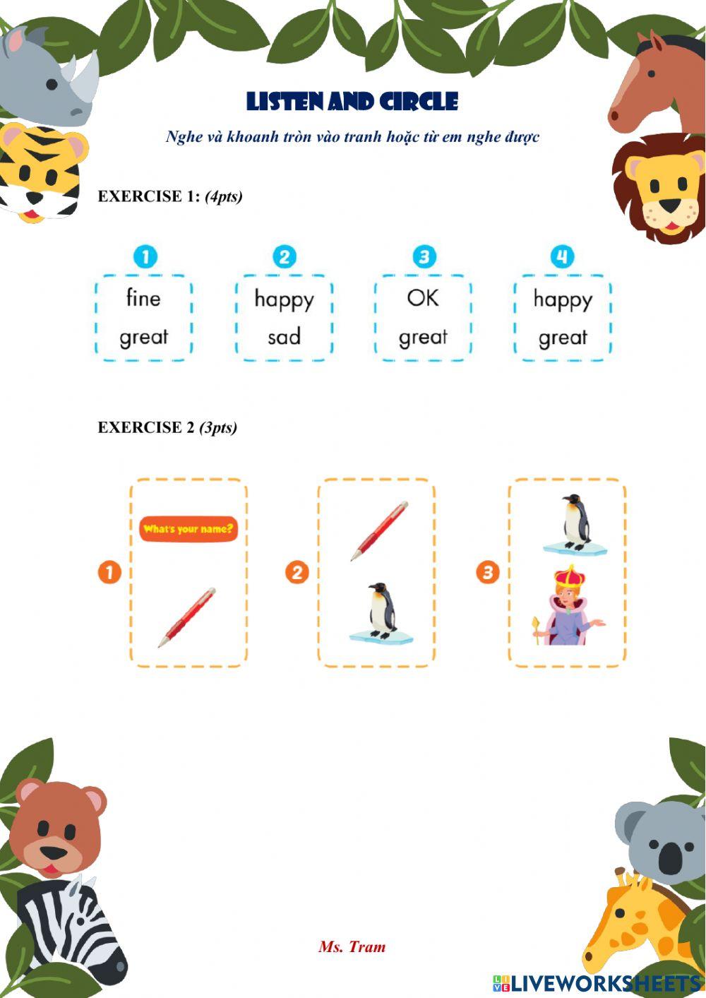 G2-LISTEN-CIRCLE,NUMBER B3 worksheet | Live Worksheets