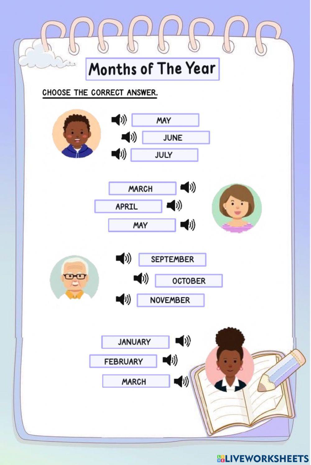 Review : month worksheet | Live Worksheets
