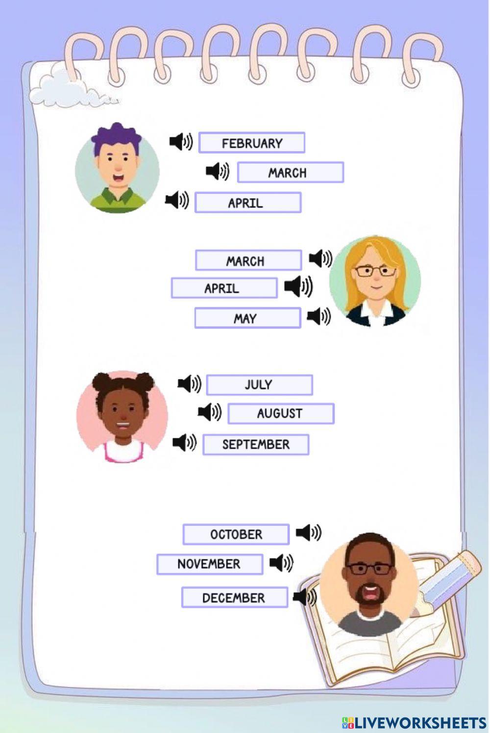 Review : month worksheet | Live Worksheets