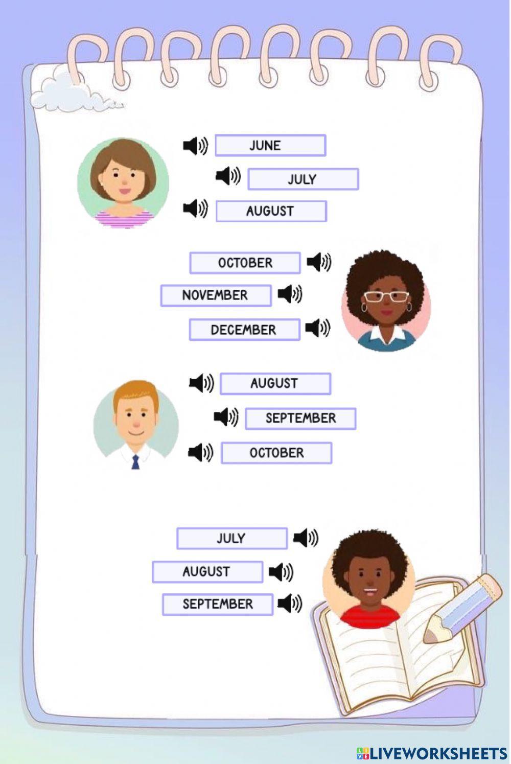 Review : month worksheet | Live Worksheets