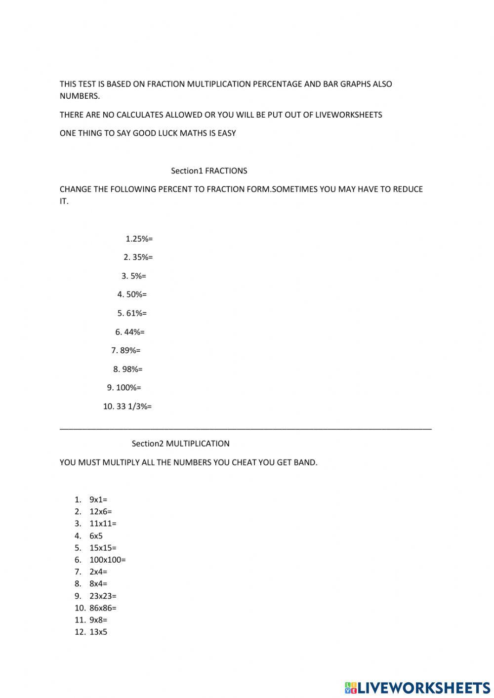 Mathematics Test | Talib Edwards | Live Worksheets