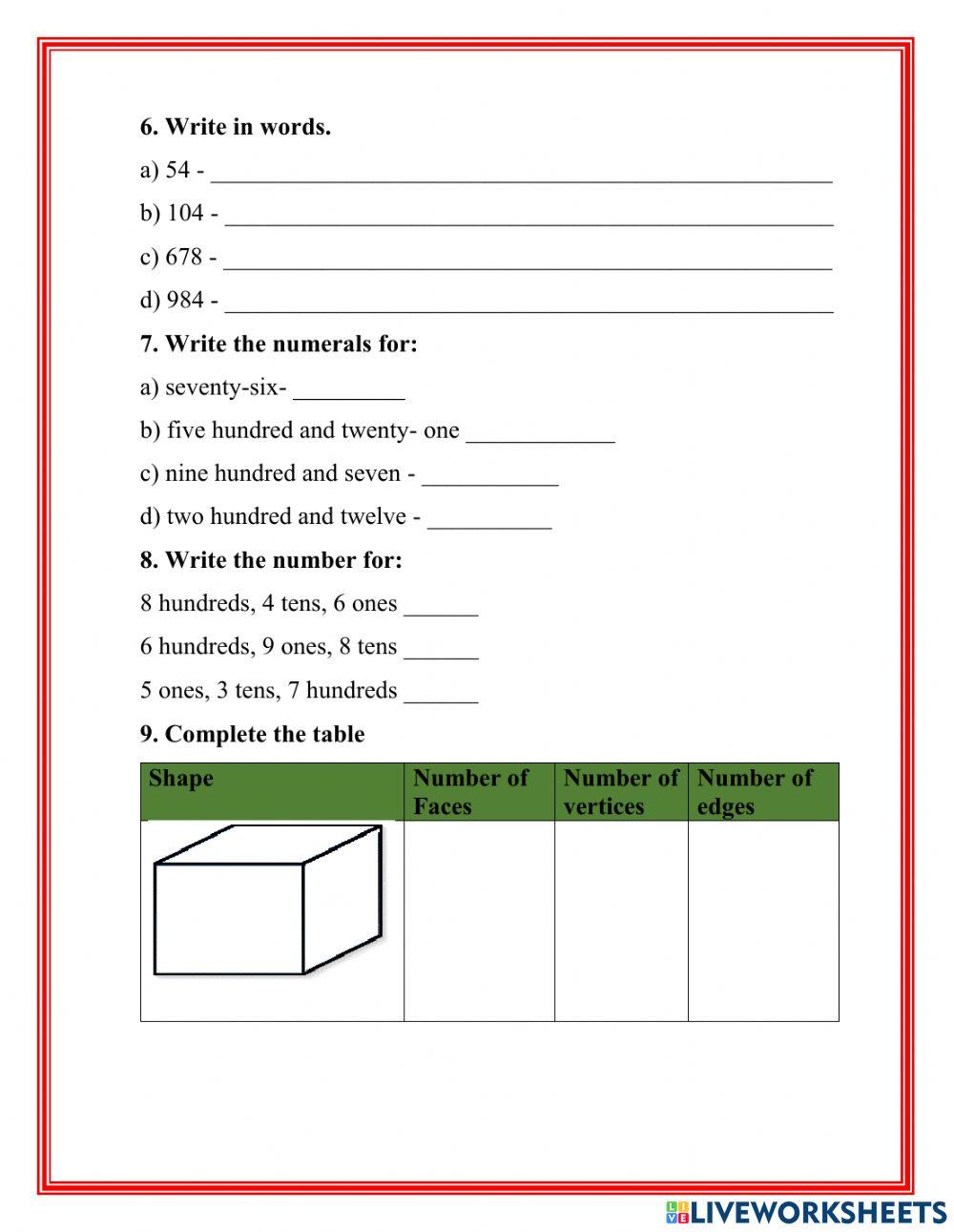 Mathematics Assessment online exercise for | Live Worksheets