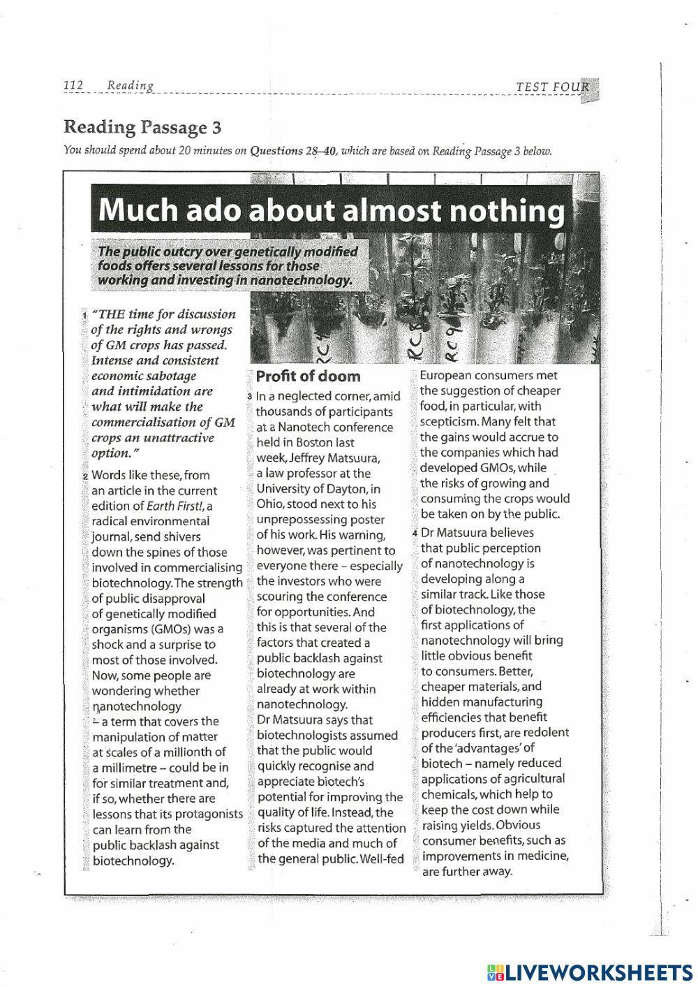 IELTS reading test (Section 1 and 2) 4314076