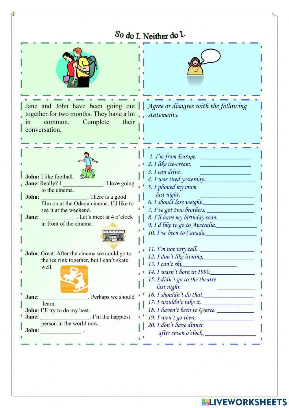 Agreeing and Disagreeing online exercise for | Live Worksheets