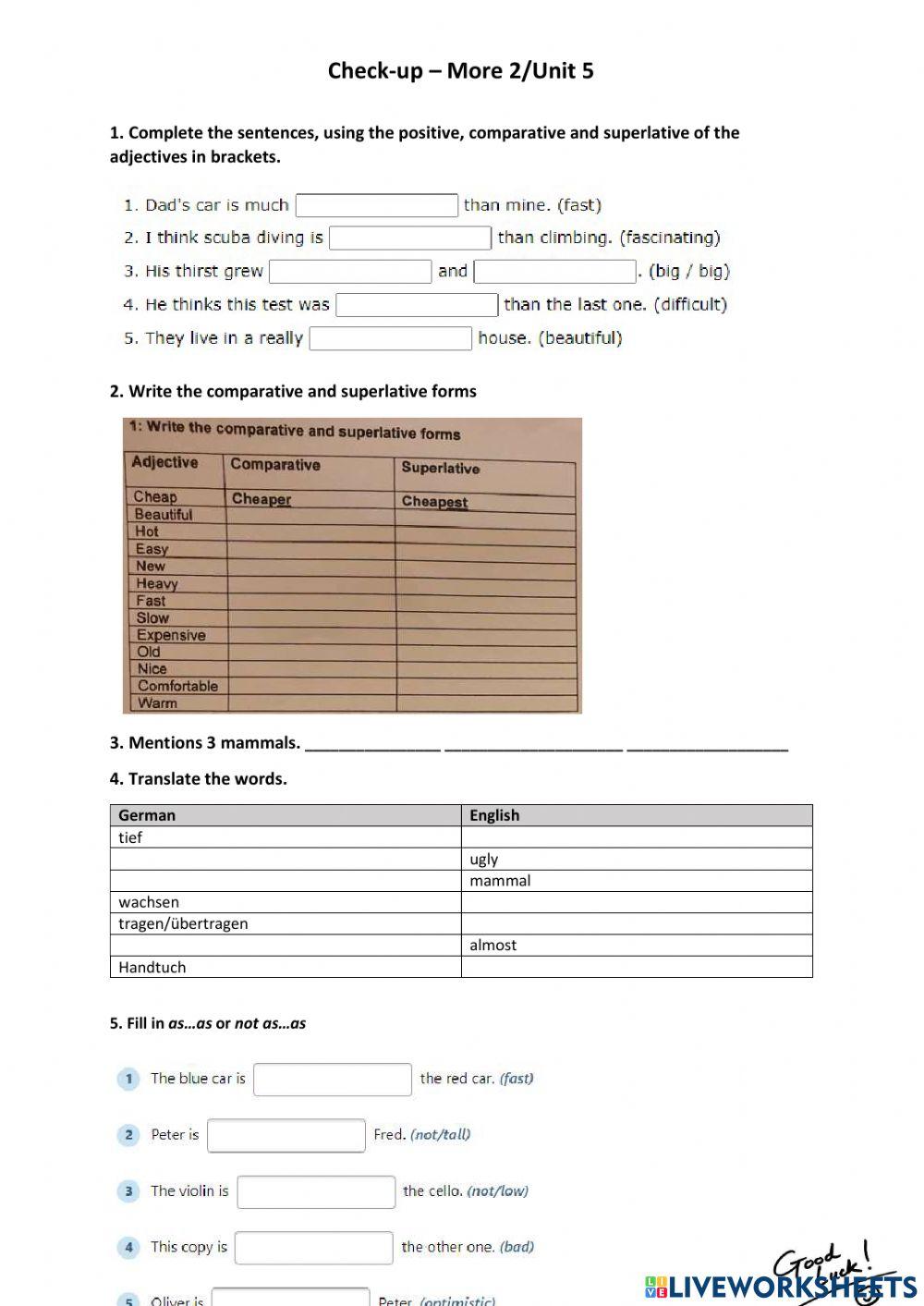 More 2 Unit 5 | Free Interactive Worksheets | 5253434