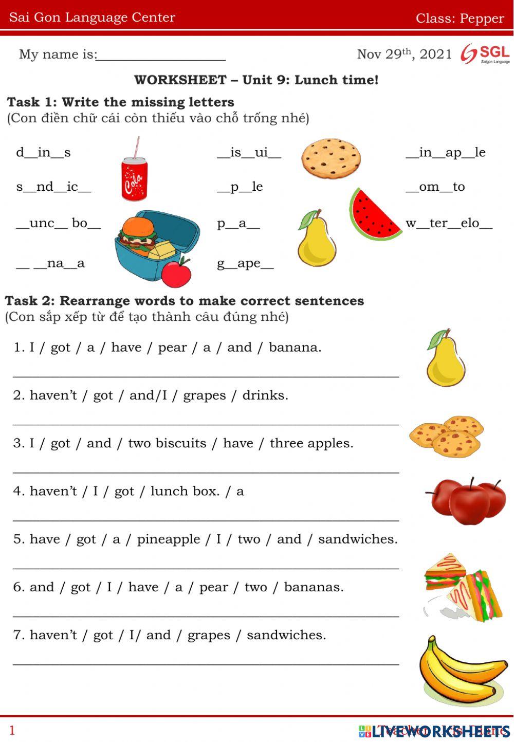 Homework-class Pepper (Nov 29th) worksheet | Live Worksheets