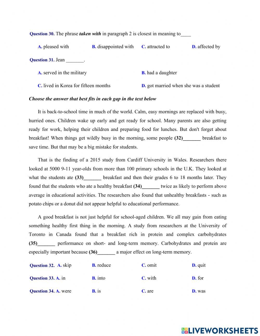 1693116 | Trial test | Vân Thùy | LiveWorksheets