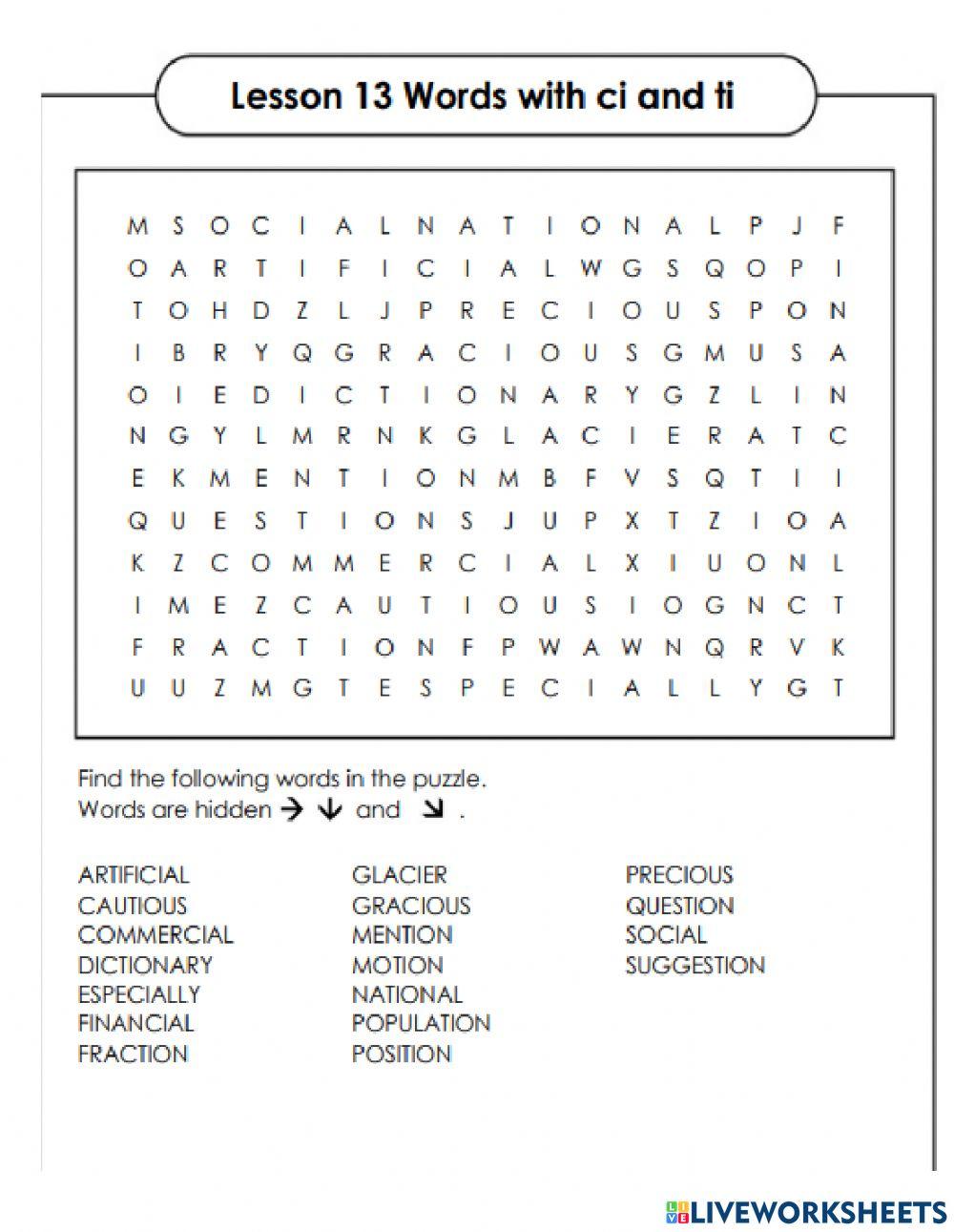 Lesson 13 Wordsearch worksheet | Live Worksheets