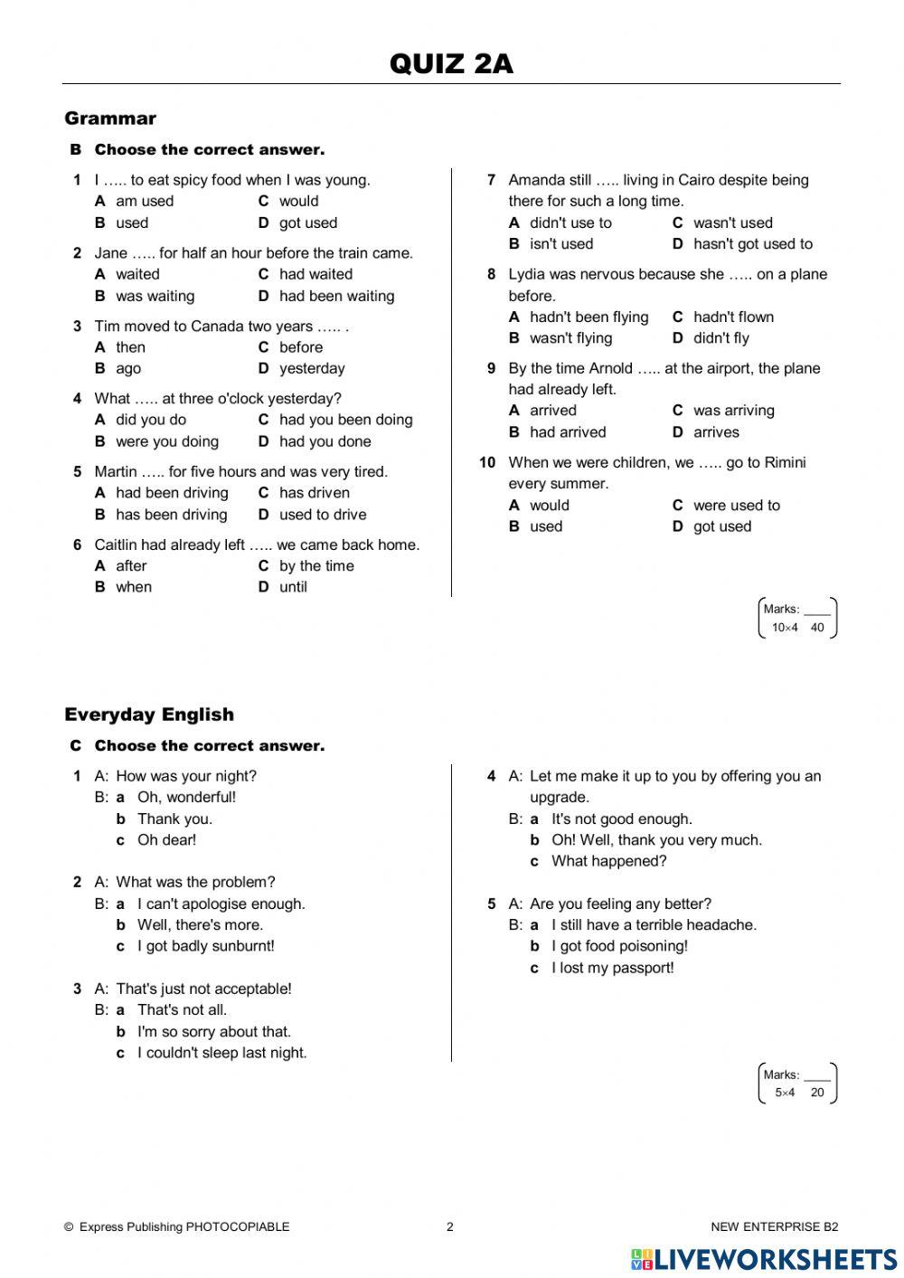 Quiz 2A New Enterprise B2 6788831 | Zinaida | Live