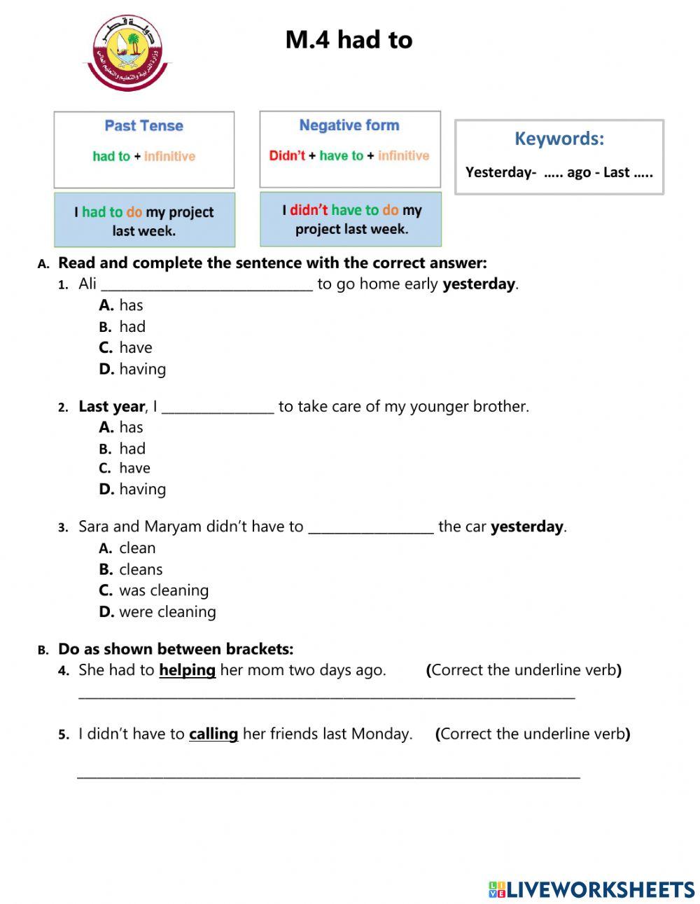 Module 4 Had to online exercise for | Live Worksheets