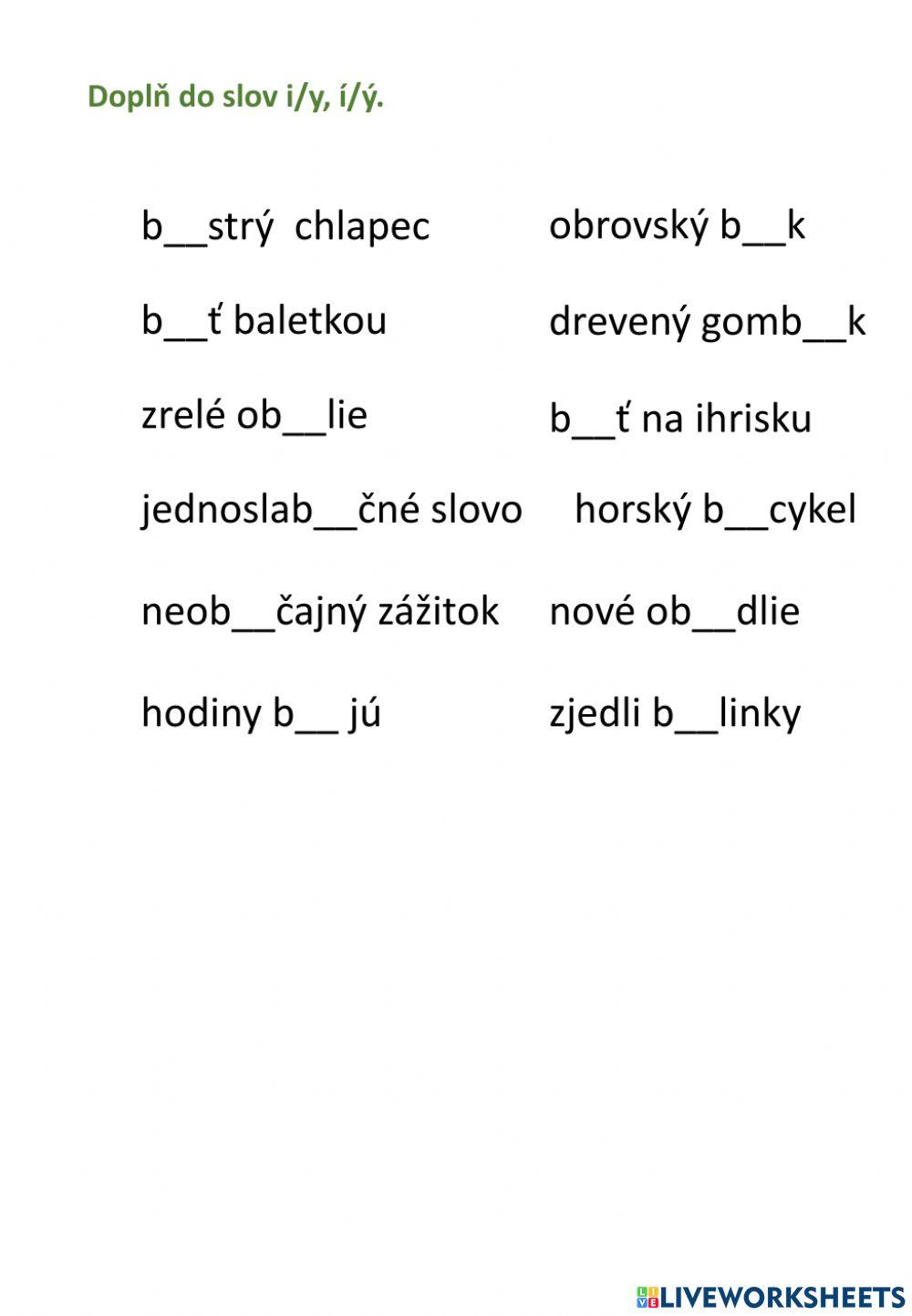 Vybrané slová p… | Free Interactive Worksheets | 5253684