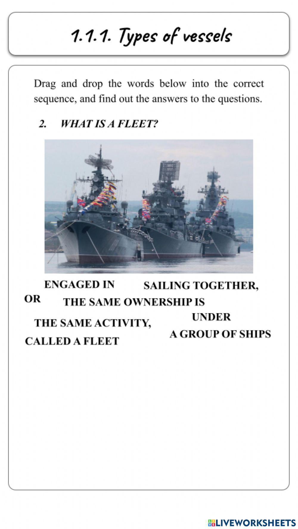 1.1.1. What is a fleet? worksheet | Live Worksheets