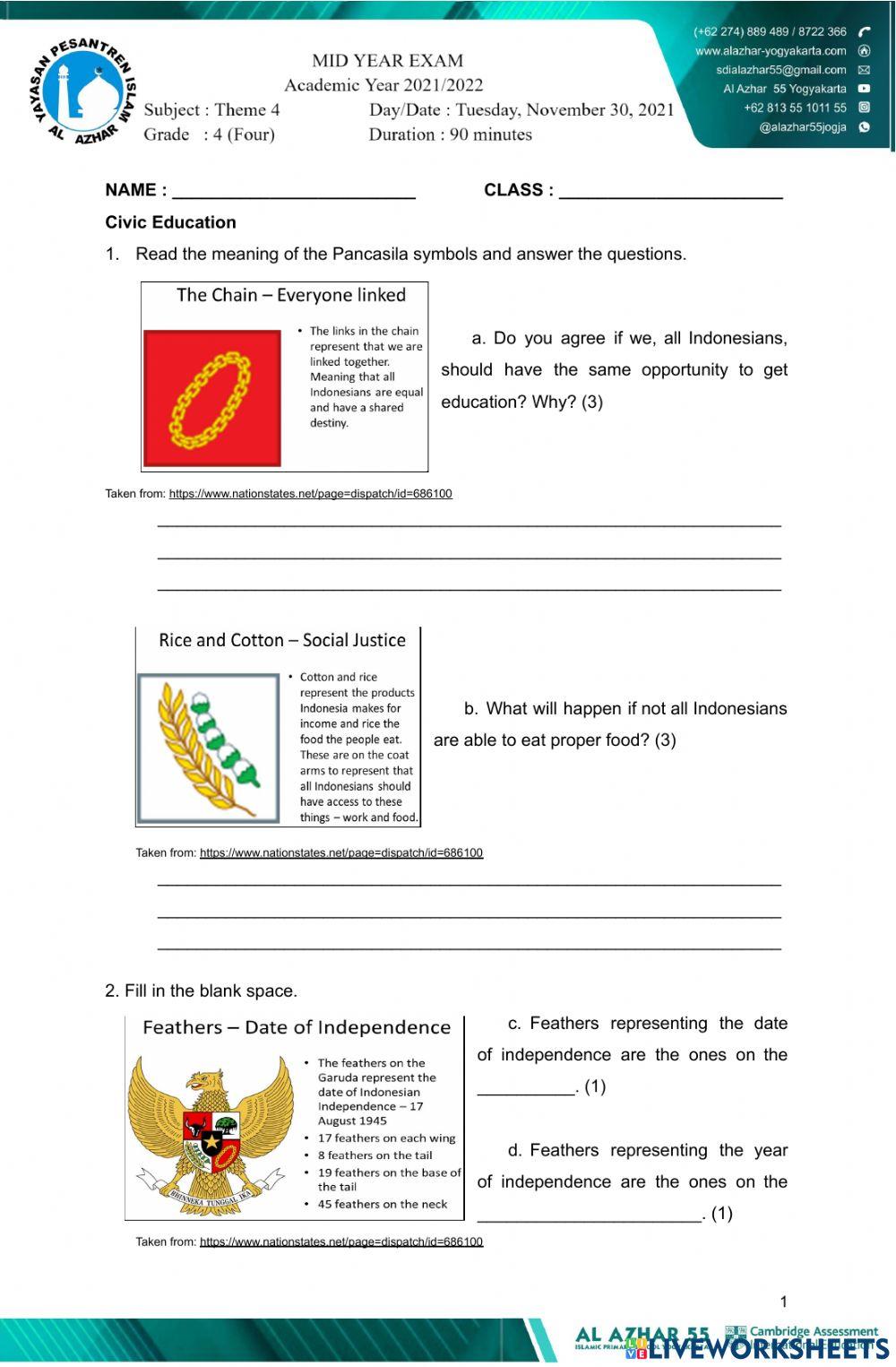 GRADE 4 THEME 4 MID YEAR EXAM 2021-2022 online exercise for | Live ...
