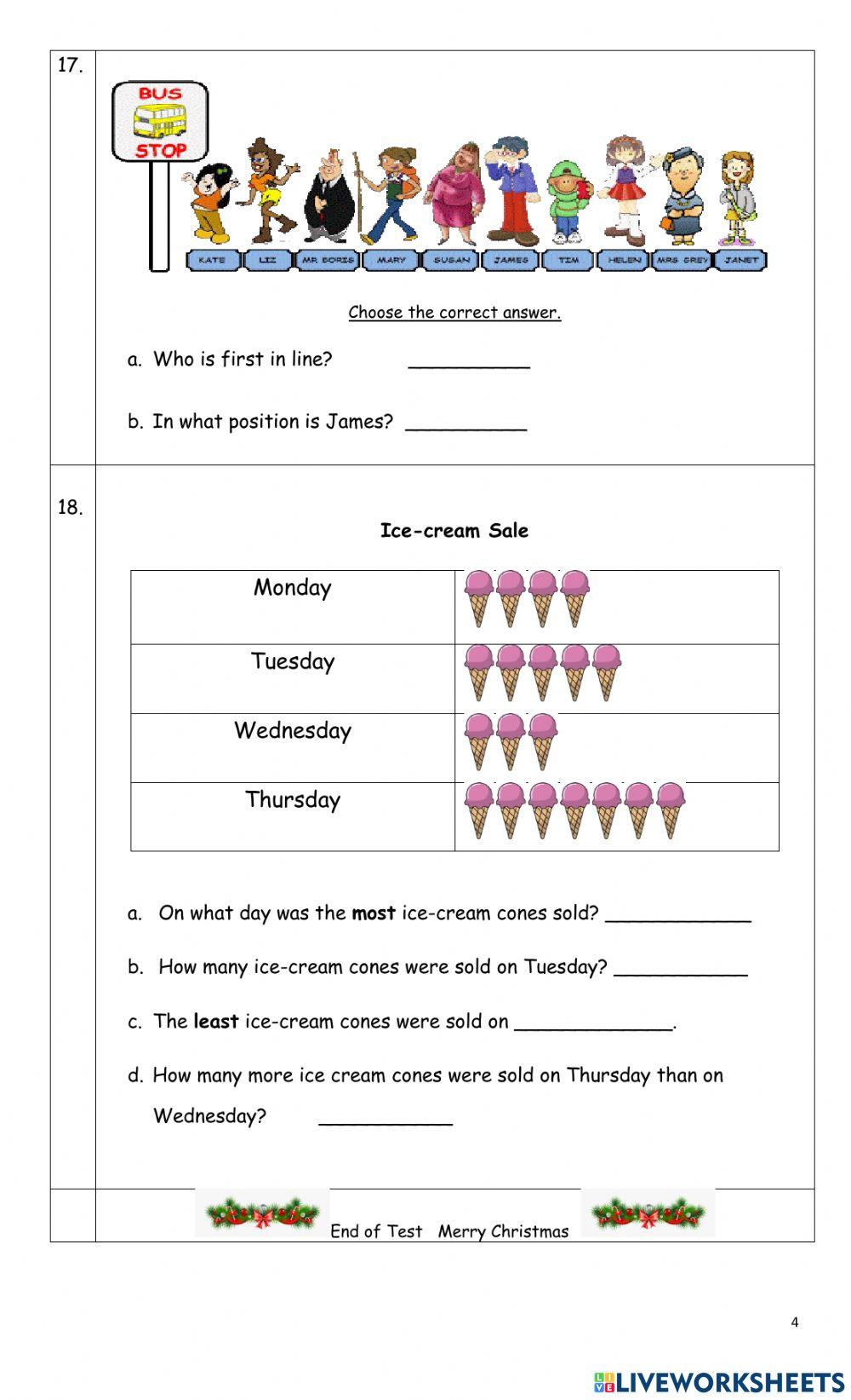 Mathematics Assessment online worksheet | Live Worksheets