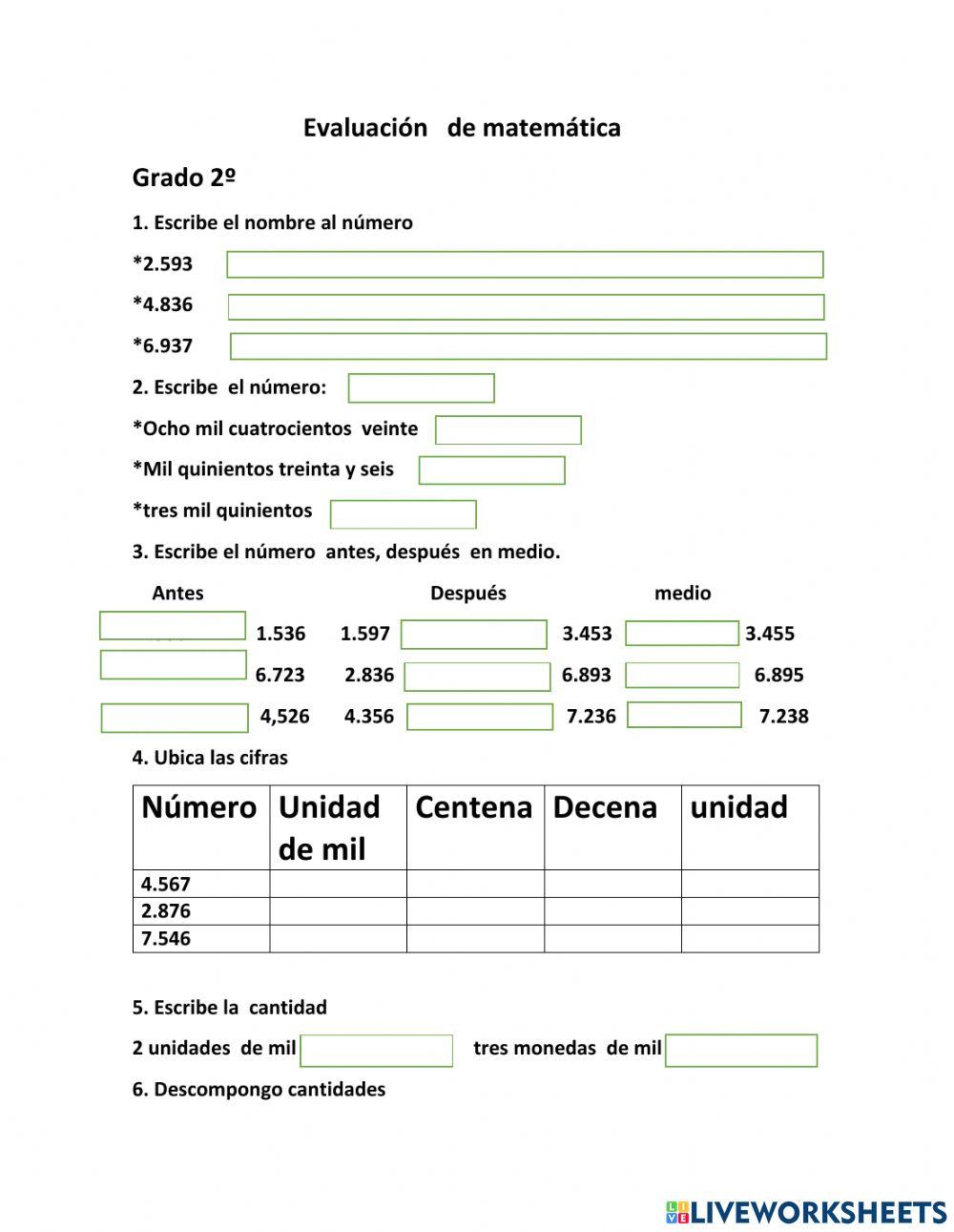 Matematica online exercise for 2 | Live Worksheets
