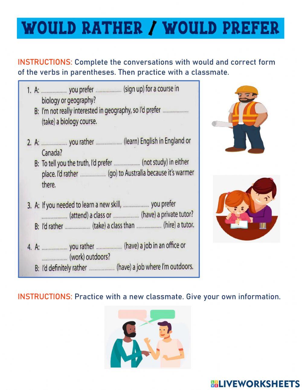 Would Rather - … | Free Interactive Worksheets | 5229099