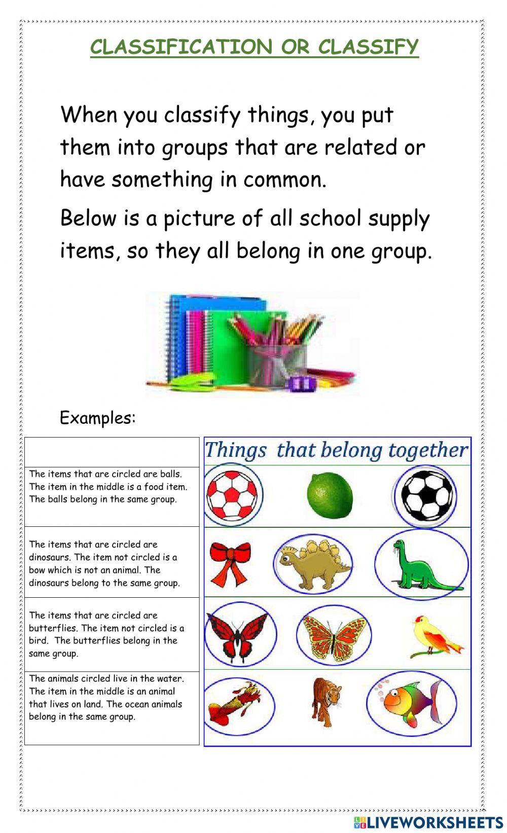 Classification Notes Worksheet Live Worksheets classification-notes-worksheet-live-worksheets