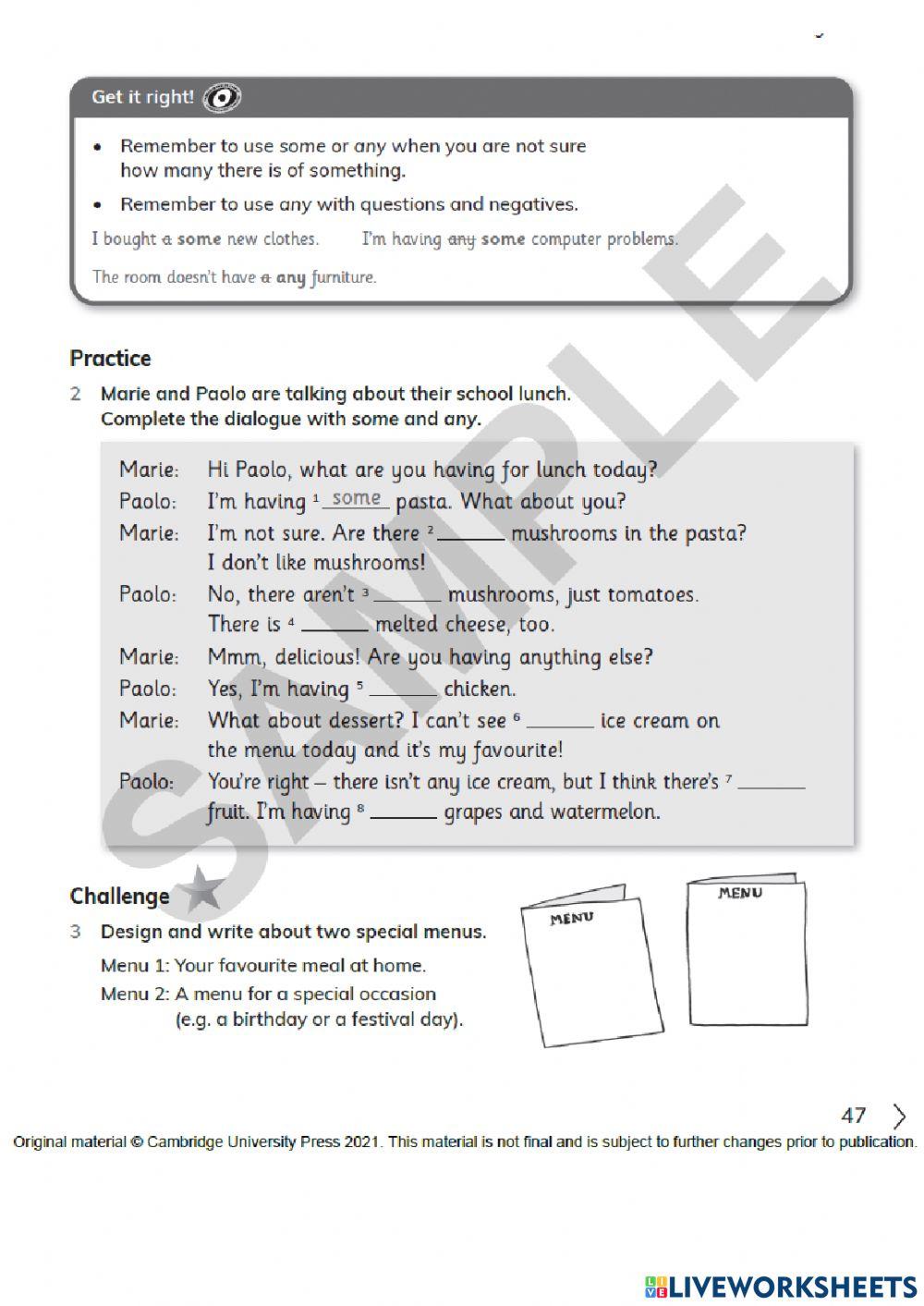 4.2 Some and Any online exercise for | Live Worksheets