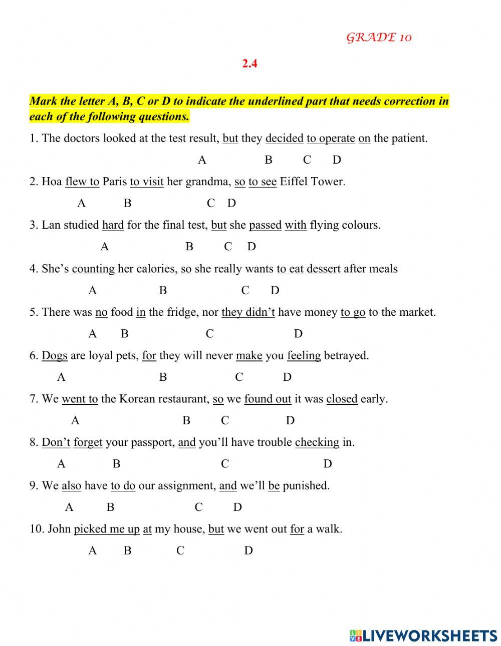 3.2.4 worksheet | Live Worksheets