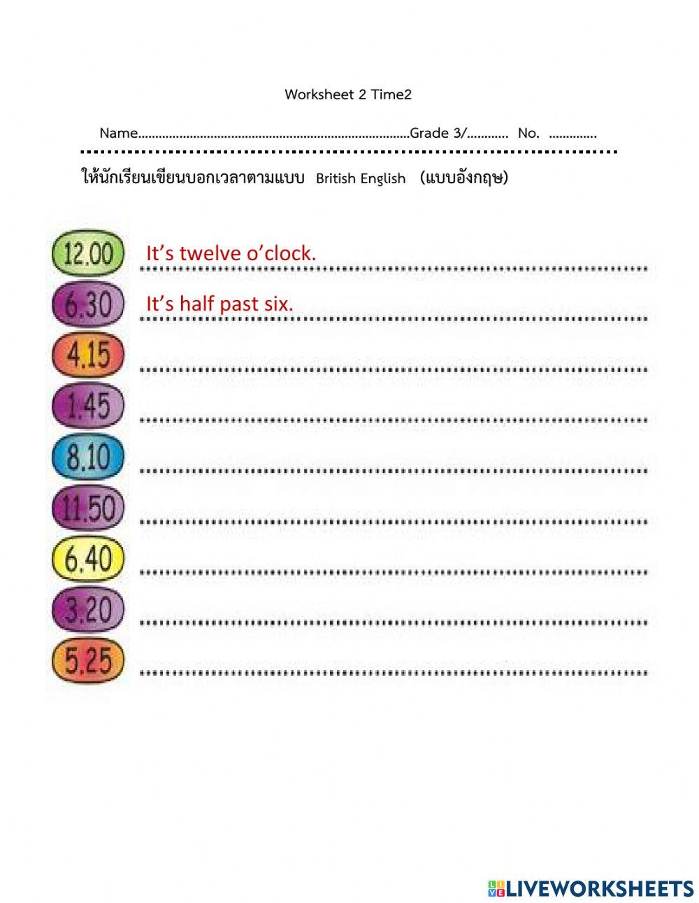 exercise2:Time2 online exercise for | Live Worksheets