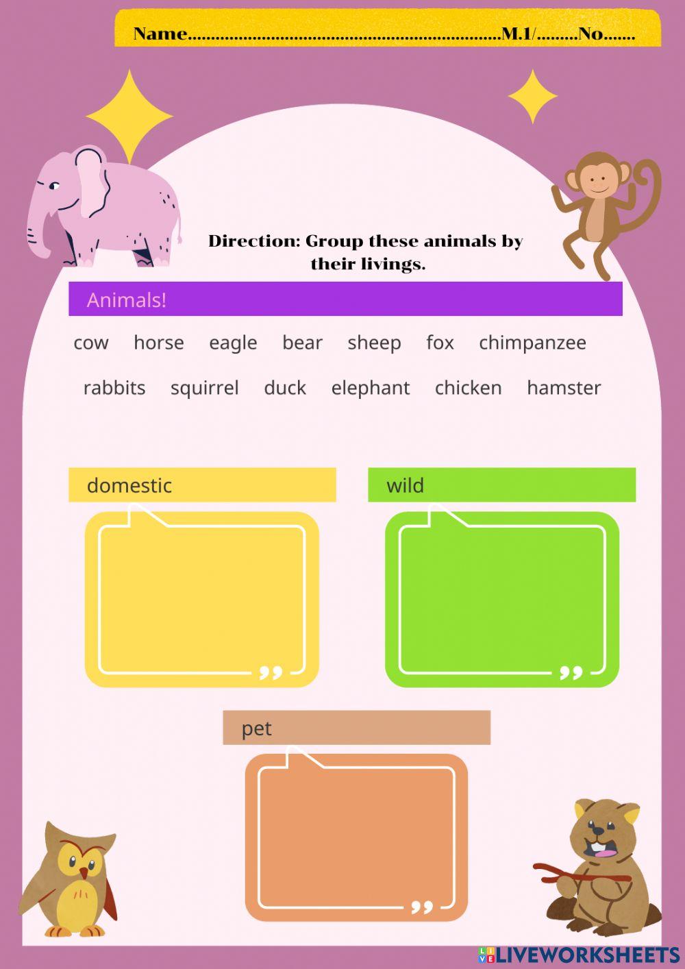 Guess animals worksheet | Live Worksheets