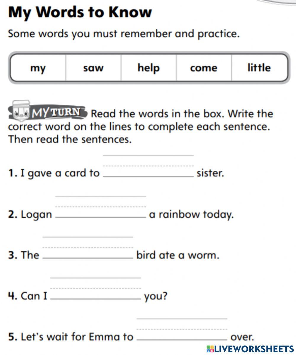 High-Frequency Words interactive worksheet | Live Worksheets
