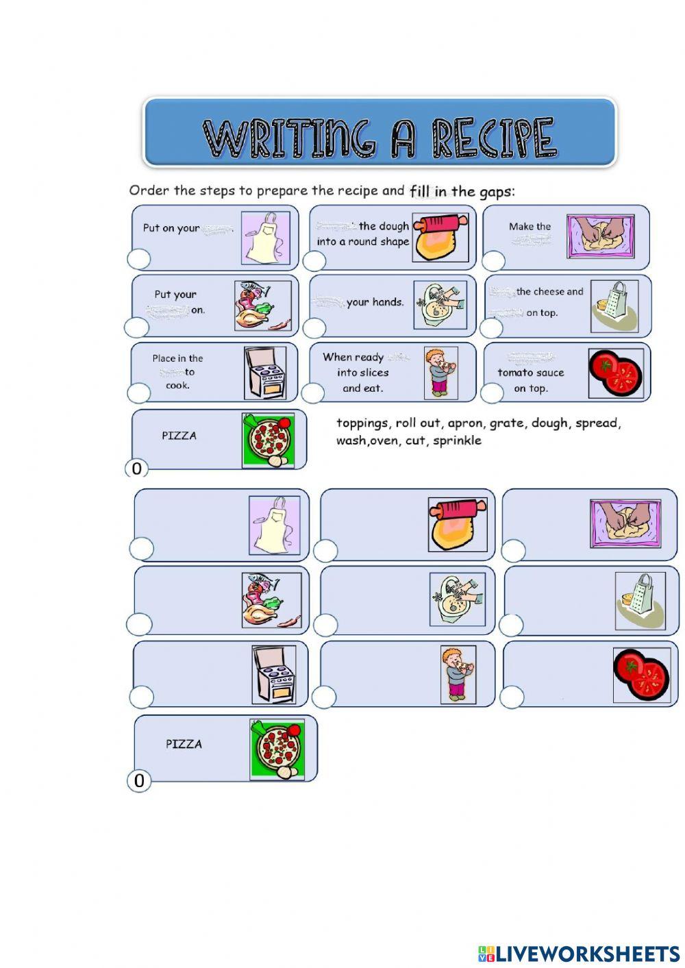 Recipe | Free Interactive Worksheets | 1599614