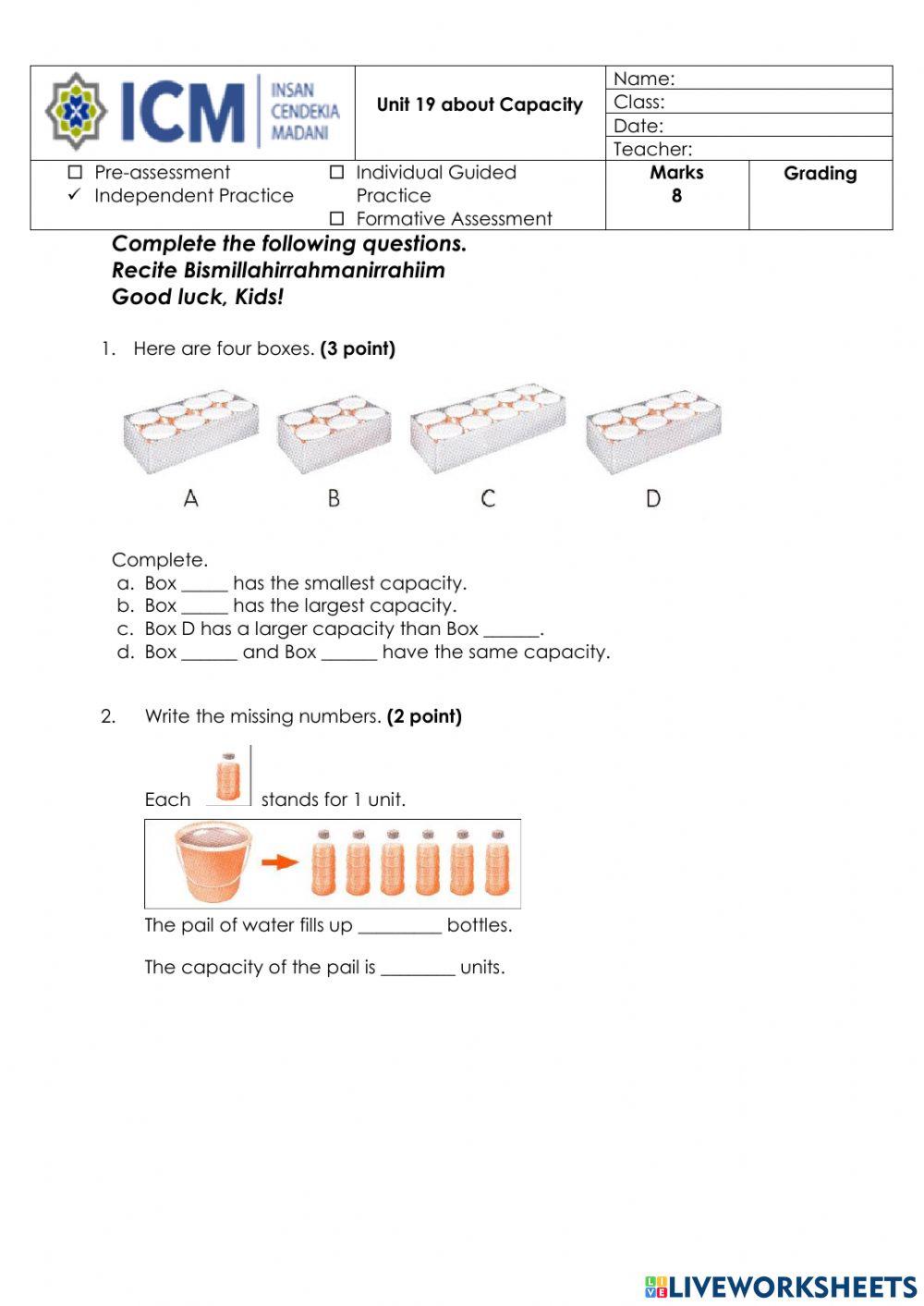 REINFORCEMENT UNIT 19 CAPACITY online exercise for | Live Worksheets