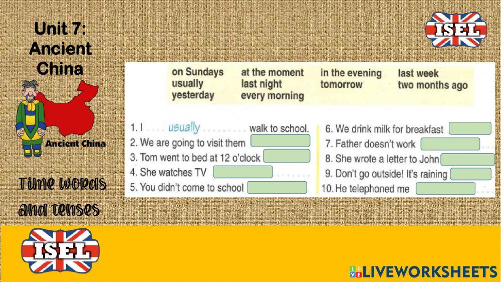 Time words and tenses worksheet | Live Worksheets