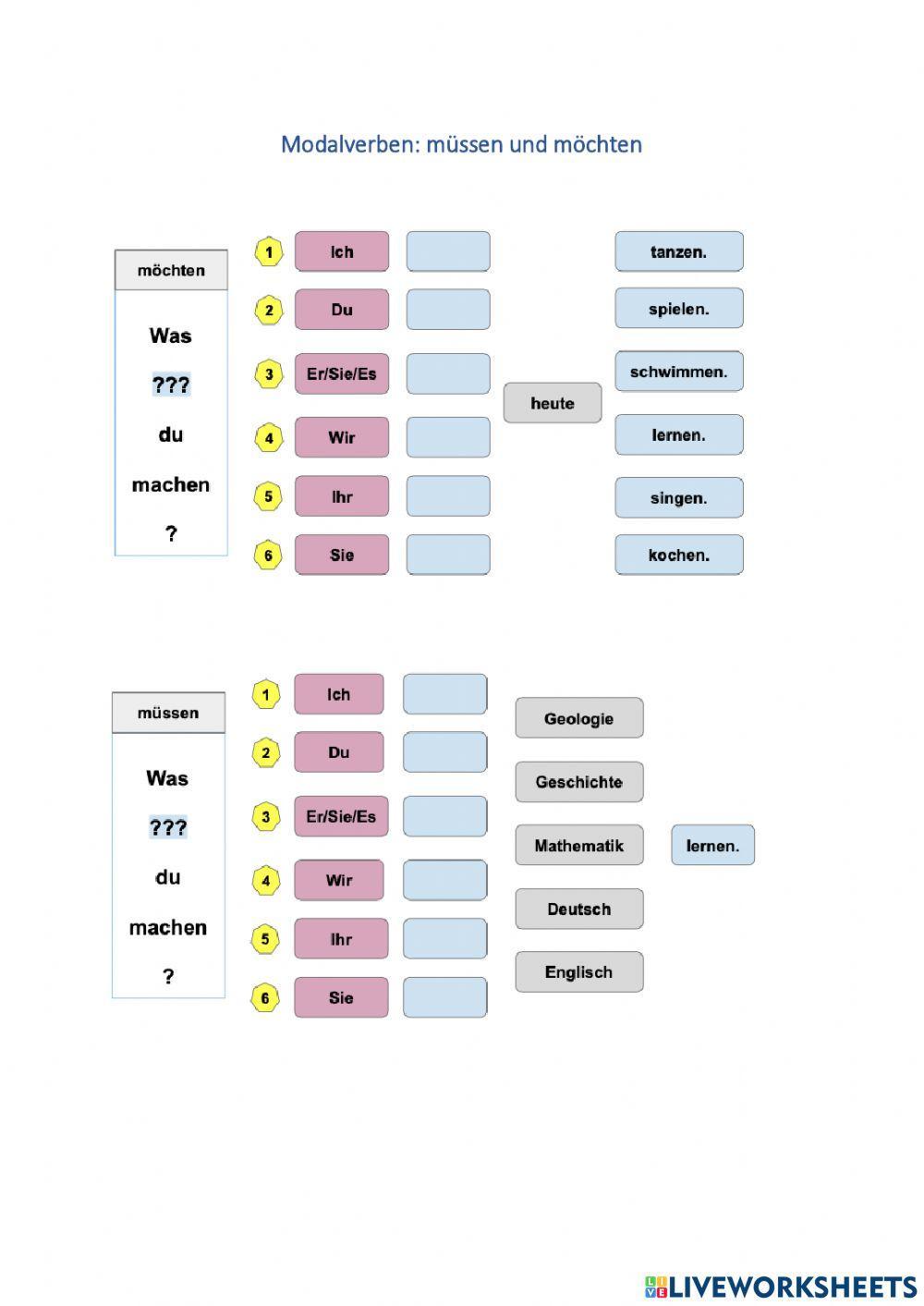 Modalverben möc… | Free Interactive Worksheets | 1600354