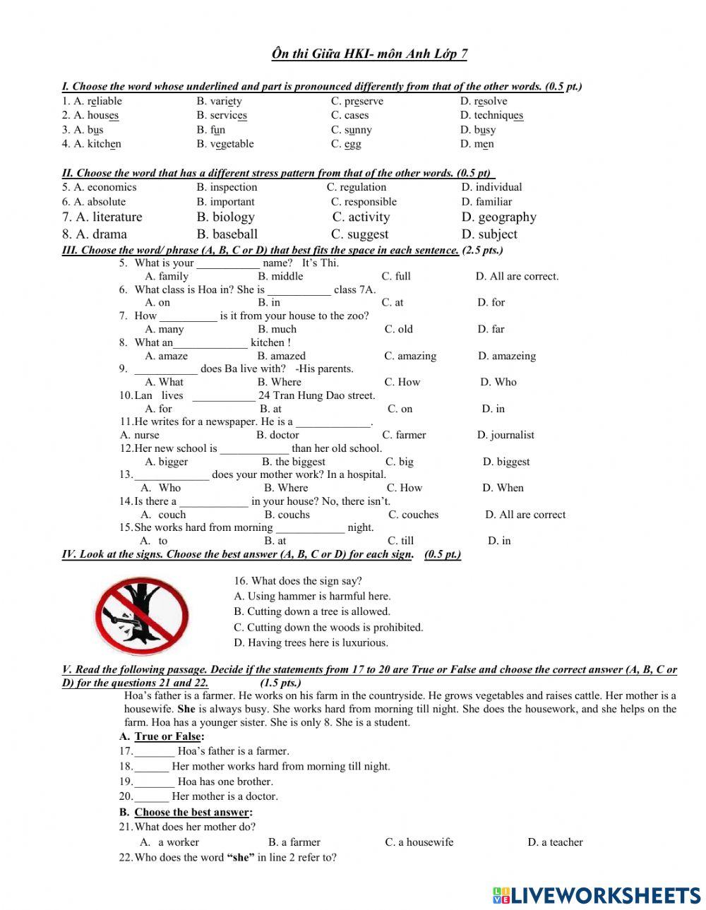 Midterm-e7 worksheet | Live Worksheets