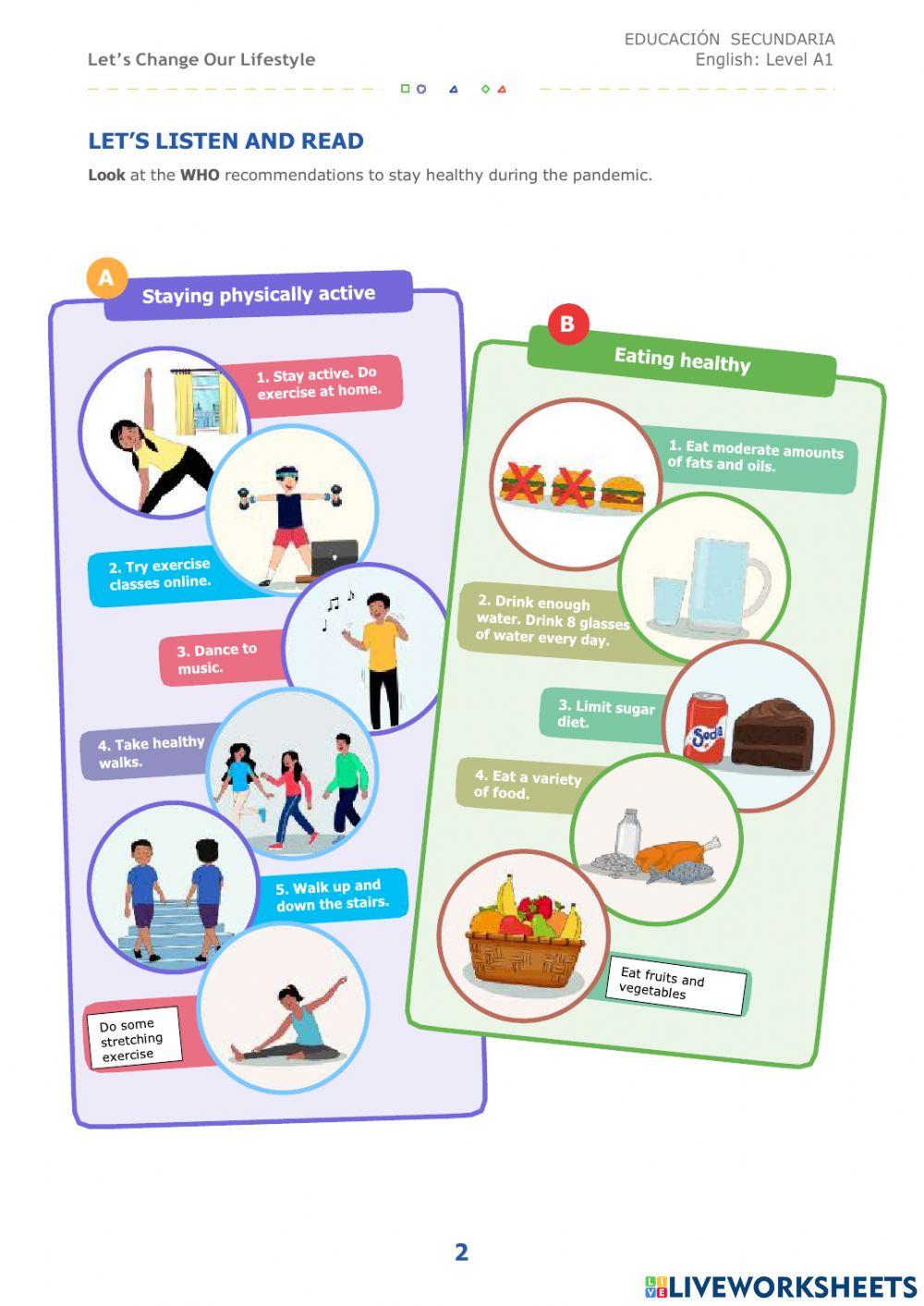 Let's change our lifestyle online exercise | Live Worksheets