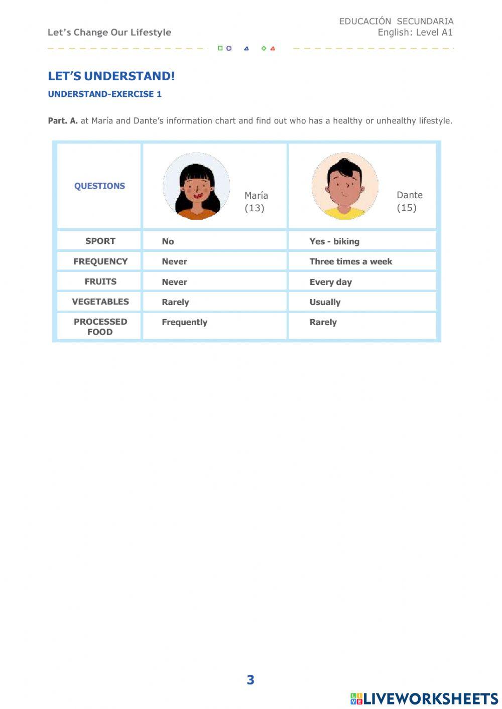 Let's change our lifestyle online exercise | Live Worksheets