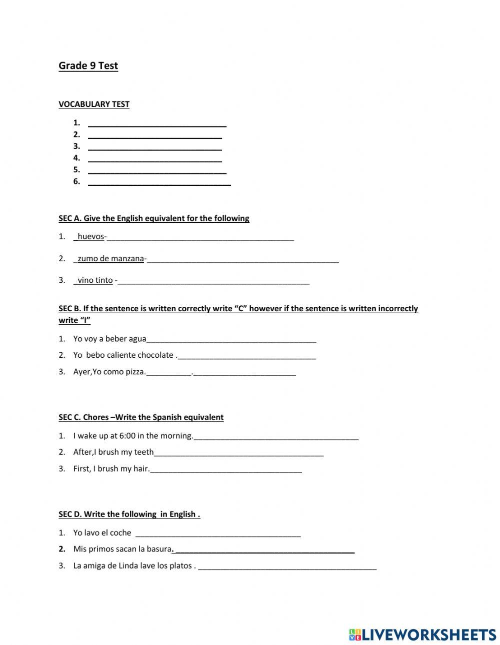 overall test 0324 | Neeley242 | Live Worksheets