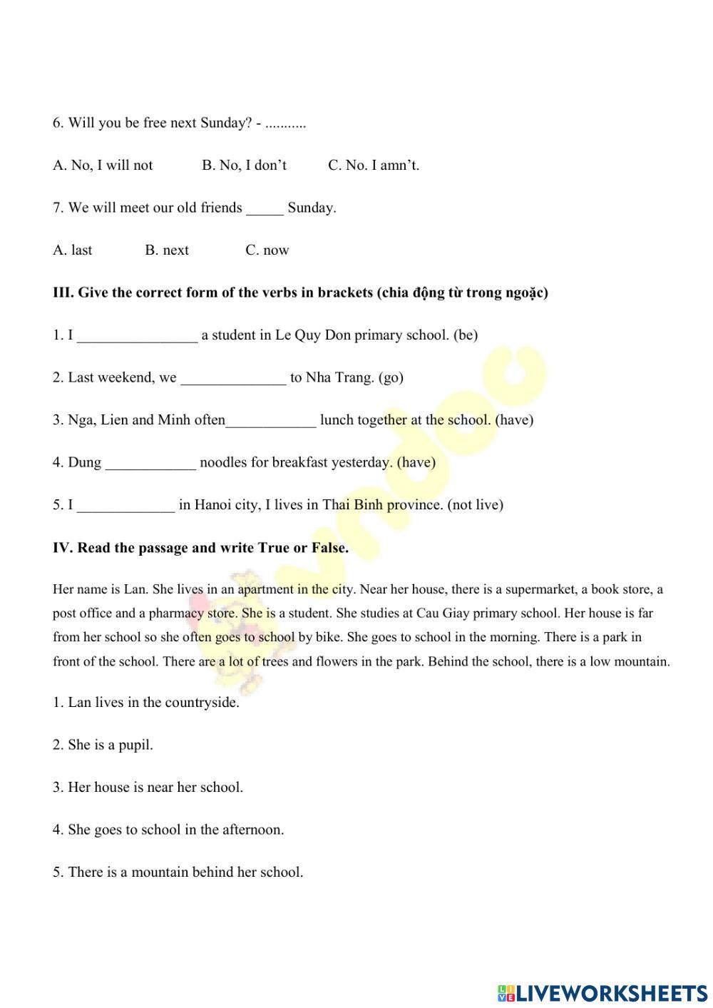 Grade 5 - midterm revision worksheet | Live Worksheets