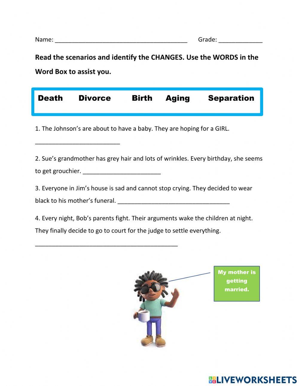 Family Changes Scenarios 5229721 | TeacherExtraordinaire