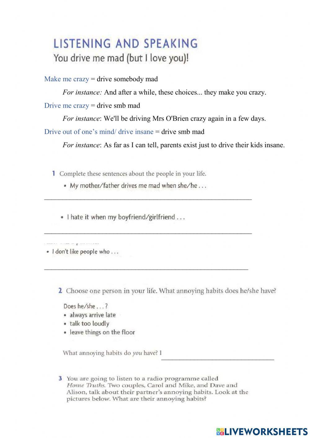 Make me mad worksheet | Live Worksheets
