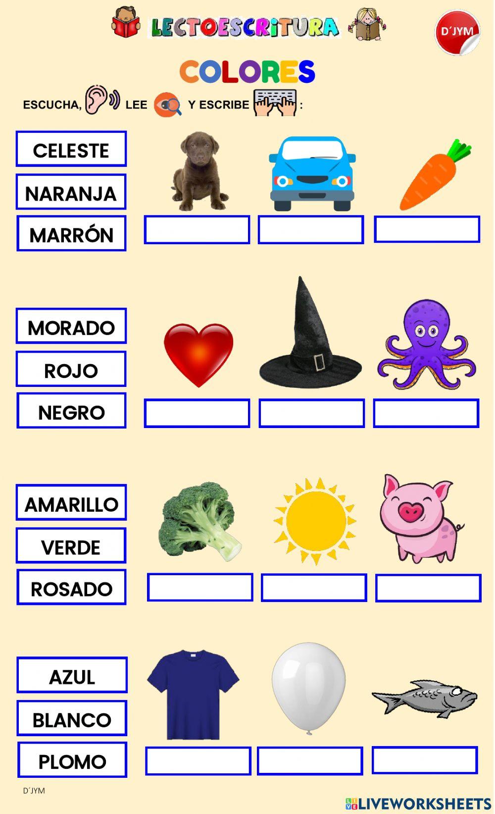 Colores - lectura global worksheet | Live Worksheets