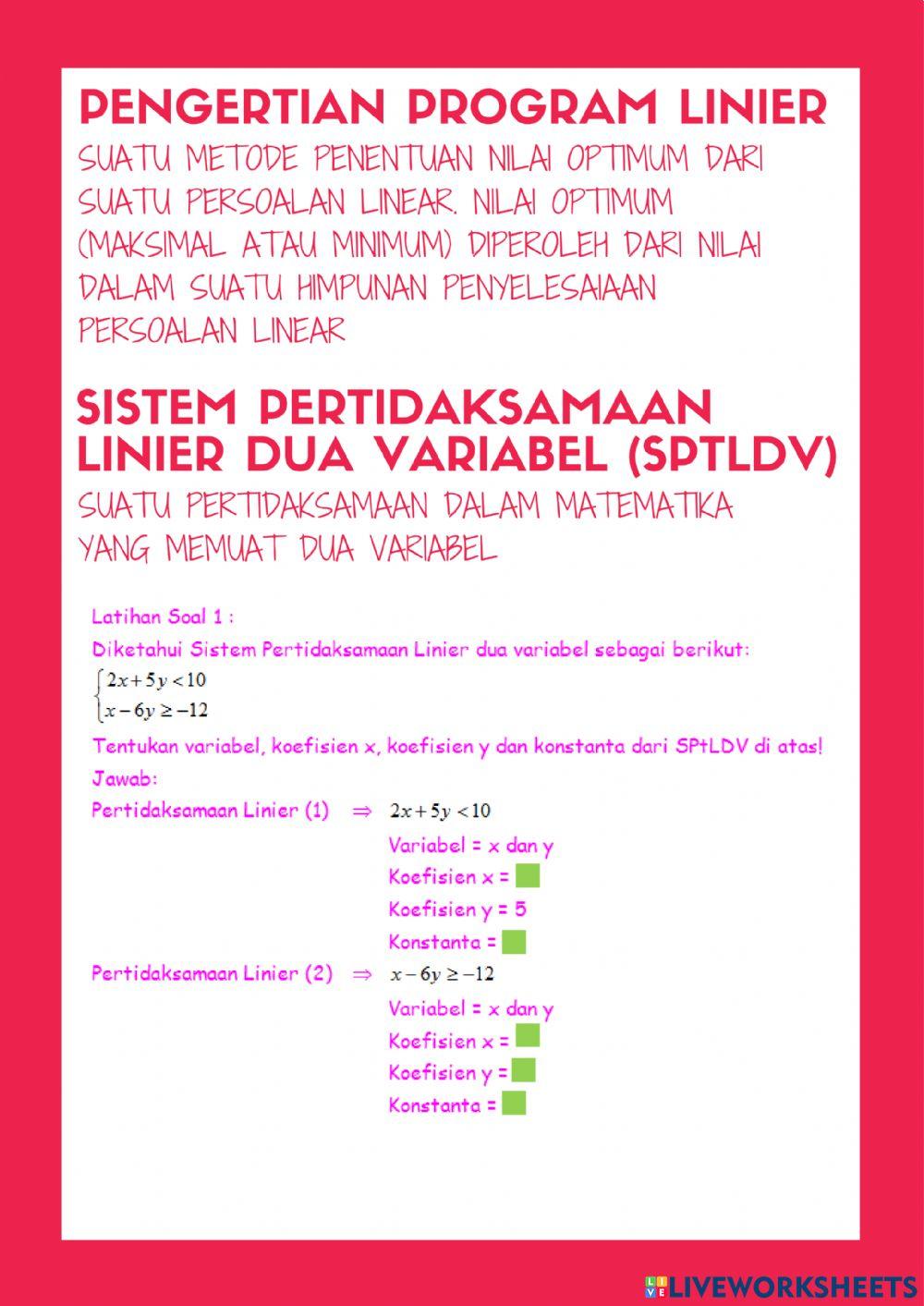 Menggambar Grafik SPtLDV worksheet | Live Worksheets